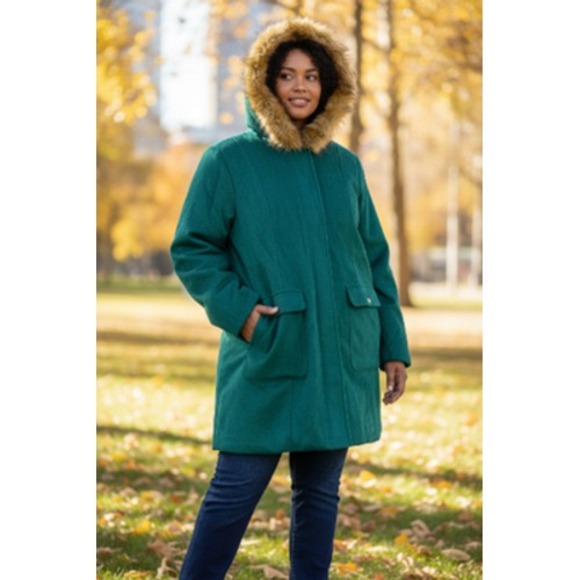 torrid | Jackets & Coats | Torrid Wool Blend Coat Womens 3x Green Faux ...